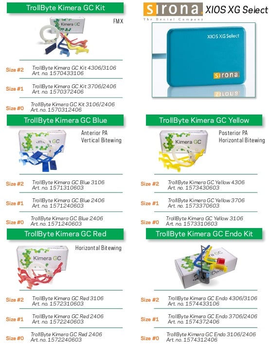 TrollByte Sirona Xios XG Select Sensor Holders, Prestige Dental Products