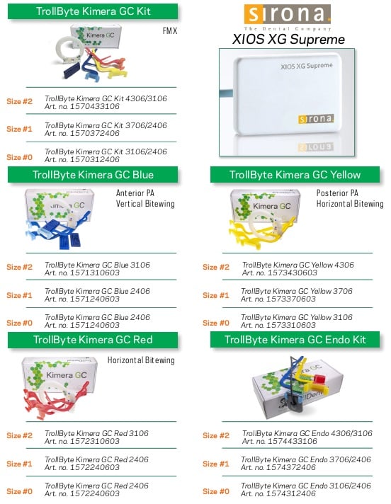 TrollByte Sirona Xios XG Supreme Sensor Holders, Prestige Dental Products